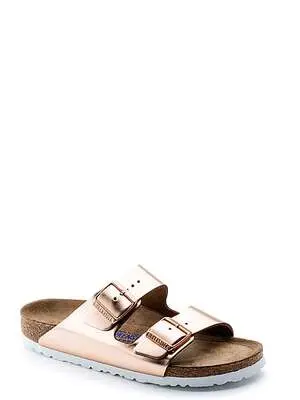 Pink Birkenstock Arizona Soft Footbed Sandals - Gold