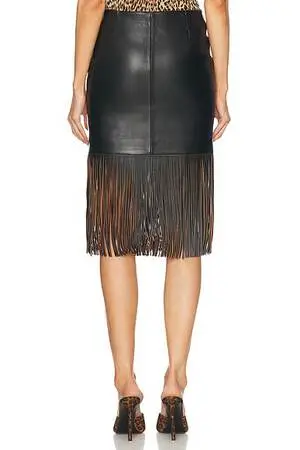 Blumarine Fringe Leather Skirt