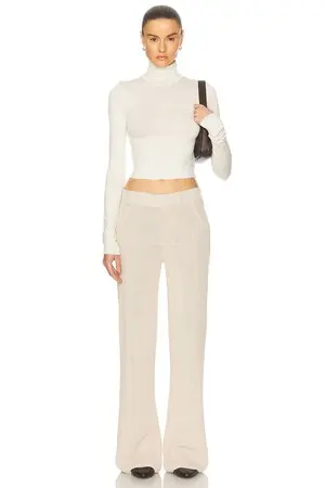 Eterne Cropped Fitted Turtleneck Soft Jerseytop