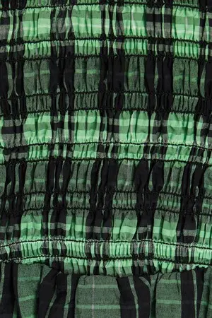 GANNI Checked Cotton-blend Seersucker Midi Dress - Green