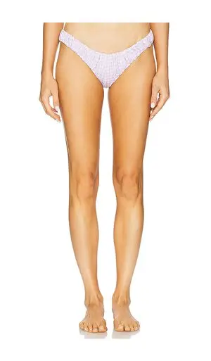 Caroline Constas Dorit Bikini Bottom - Mauve & Ivory Gingham