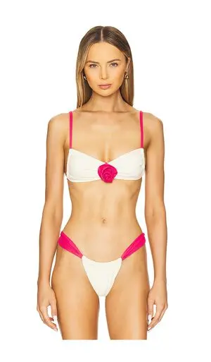 MONTCE Rosa Devin Bikini Top - Cream & Raspberry