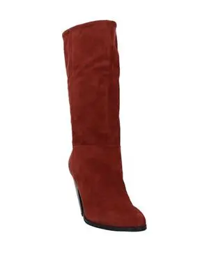 PAOLA FERRI Sheepskin Cone Heel Pointed Toe Boots
