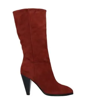 PAOLA FERRI Sheepskin Cone Heel Pointed Toe Boots