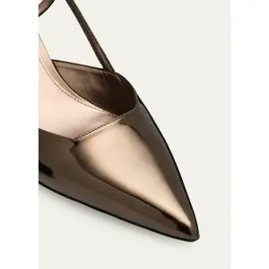 STUART WEITZMAN Vinnie Metallic Kitten Slingback Pumps - Cigar