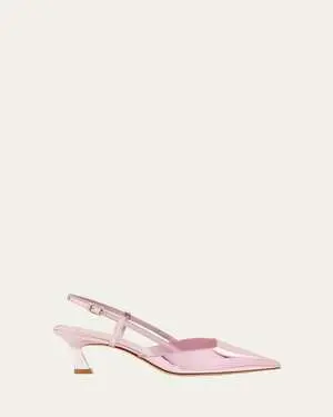 STUART WEITZMAN Vinnie Metallic Kitten Slingback Pumps - Pink Marshmallow