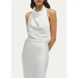 Simkhai Reannon Draped Satin Halter Gown - Ivory