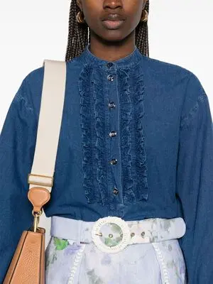 Valentino Garavani Ruffled-detail Shirt - Blue