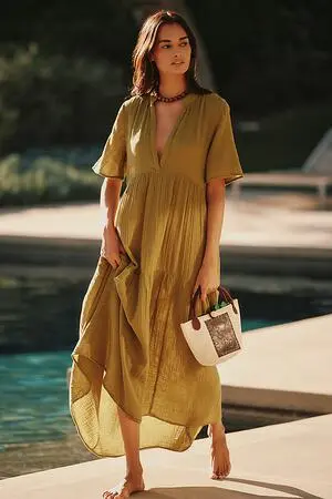 Anthropologie Kallie Flowy Maxi Dress - Cardamom Seed