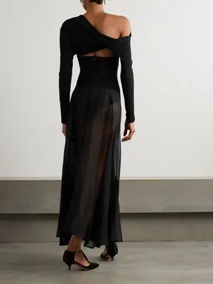 black twisted asymmetric maxi dress Asymmetric Neck Maxi Dress L Grey by Lane 201 main image 1