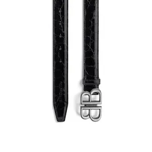 Balenciaga Monaco Crocodile-embossed Belt - Black
