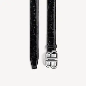 Balenciaga Monaco Crocodile-embossed Belt - Black