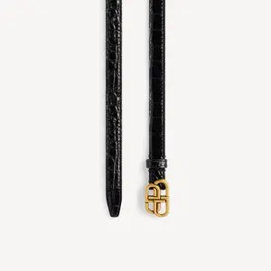 Balenciaga Bb Super Thin Belt - Black
