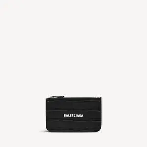 Balenciaga Cash Long Coin And Card Holder Large Crocodile Embossed - Black