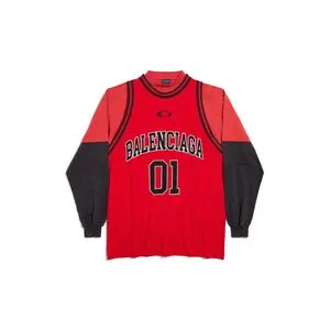 Balenciaga Basketball Series Long-Sleeve T-Shirt - Red | Editorialist