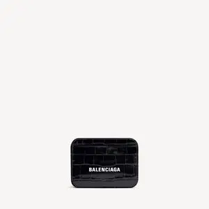 Balenciaga Cash Card Holder Crocodile Embossed - Black