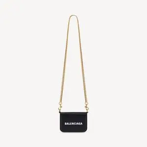 Balenciaga Cash Mini Wallet On Chain - Black