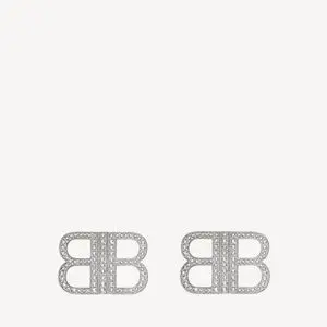 Balenciaga Bb 2.0 Rhinestone Earrings - Silver