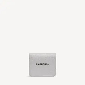 Balenciaga Cash Flap Coin And Card Holder Sparkling Fabric - Silver
