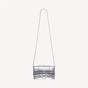 Balenciaga Hourglass Wallet On Chain - Silver