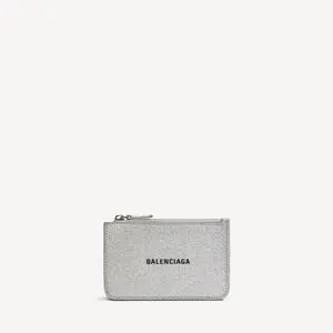 Balenciaga Cash Long Coin And Card Holder Large Sparkling Fabric - Silver