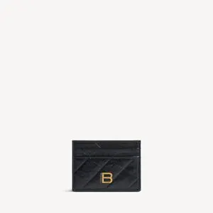 Balenciaga Crush Card Holder Quilted - Black