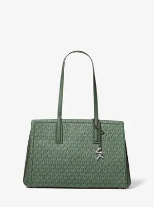 Michael Kors Laila Medium Signature Logo Tote Bag - Green