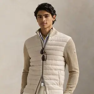 Ralph Lauren Hybrid Linen Full-zip Sweater - Tan Linen Combo