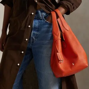 Ralph Lauren Polo Play Leather Tote - Sunset Orange