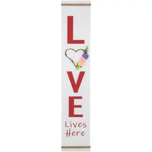 NORTHLIGHT 39.25love Lives Here" Wooden Valentine's Day Porch Board Sign Decoration - White
