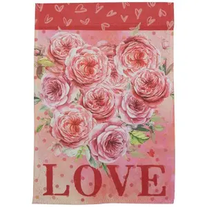 NORTHLIGHT Love Rose Bouquet Outdoor Garden Flag 12.5" X 18 - Red