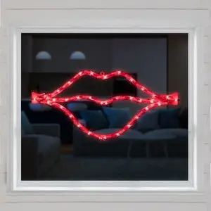 NORTHLIGHT 17.5" Lighted Lips Valentine's Day Window Silhouette