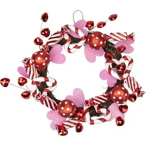 NORTHLIGHT Candies And Hearts Valentine's Day Small Artificial Wreath16" - Red