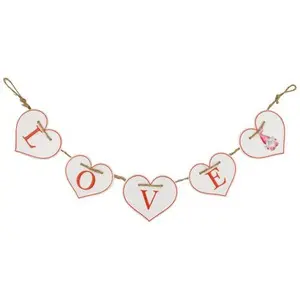 NORTHLIGHT Hearts "love" Valentine's Day Metal Banner32" And Red - White
