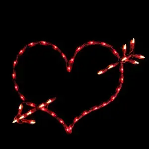 NORTHLIGHT Lighted Heart And Arrow Valentine's Day Window Silhouette17"