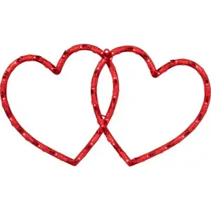 NORTHLIGHT Lighted Double Heart Valentine's Day Window Silhouette17" - Red