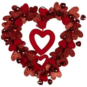 NORTHLIGHT Heart Shaped Glitte Valentine's Day Wreath22" - Red