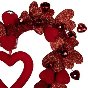 NORTHLIGHT Heart Shaped Glitte Valentine's Day Wreath22"