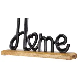 NORTHLIGHT Metal Home With Heart Sign With Wooden Base12