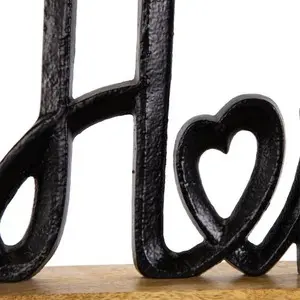 NORTHLIGHT Metal Home With Heart Sign With Wooden Base12
