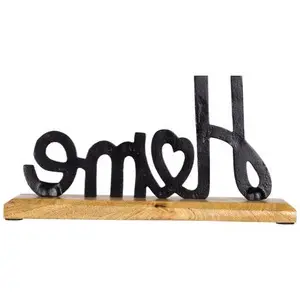 NORTHLIGHT Metal Home With Heart Sign With Wooden Base12