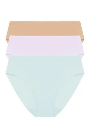 Natori Bliss Bare Cotton Hipster 3-pack Cloud Green/pale Purple/cafe