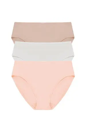 Natori Bliss Bare Cotton Hipster 3-pack Lt Mocha/linen/seashell