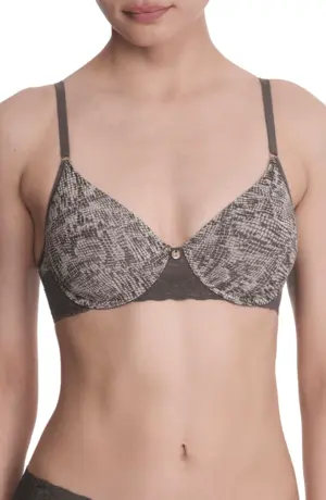 Natori Bliss Perfection Comfort Underwire T-shirt Bra Chrome Python Print