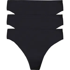 Natori Bliss Bare Cotton Thong 3-pack - Black