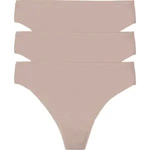 Natori Bliss Bare Cotton Thong 3-pack Cafe