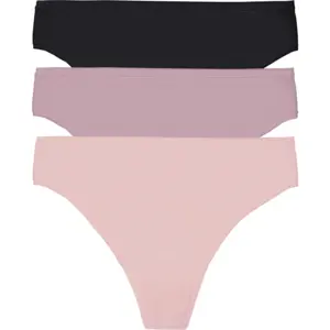 Natori Bliss Bare Cotton Thong 3-pack Potpourri/rose Mist/black