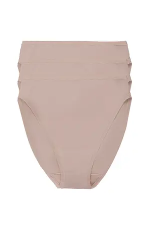 Natori Bliss Bare Cotton High Cut Brief 3-pack - Cafe