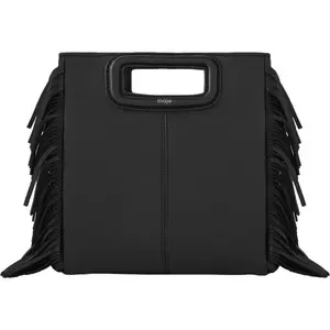 Maje Smooth Leather M Bag With Fringing - Black
