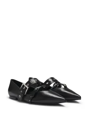 Hugo Buckled Leather Ballet Flats